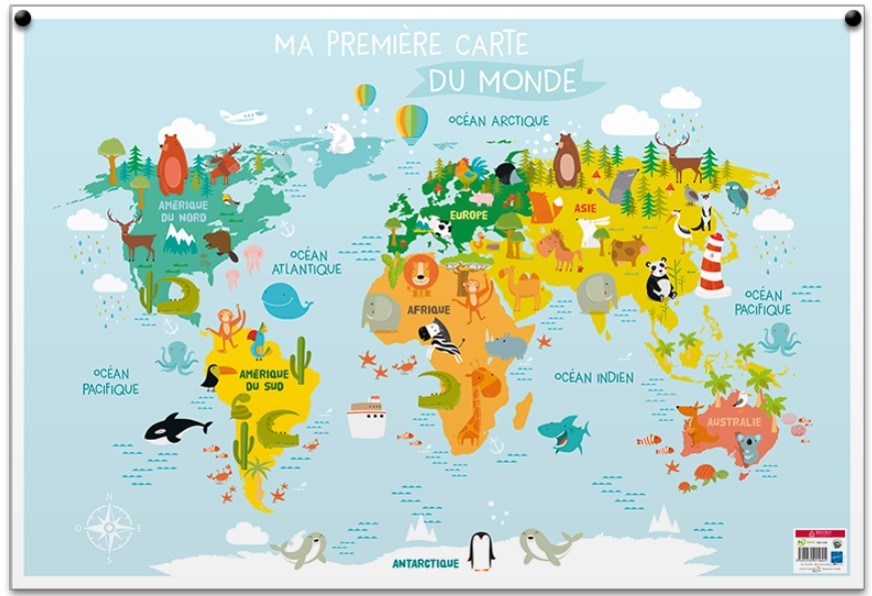 Affiche De La Carte Du Monde Pour Les Enfants
